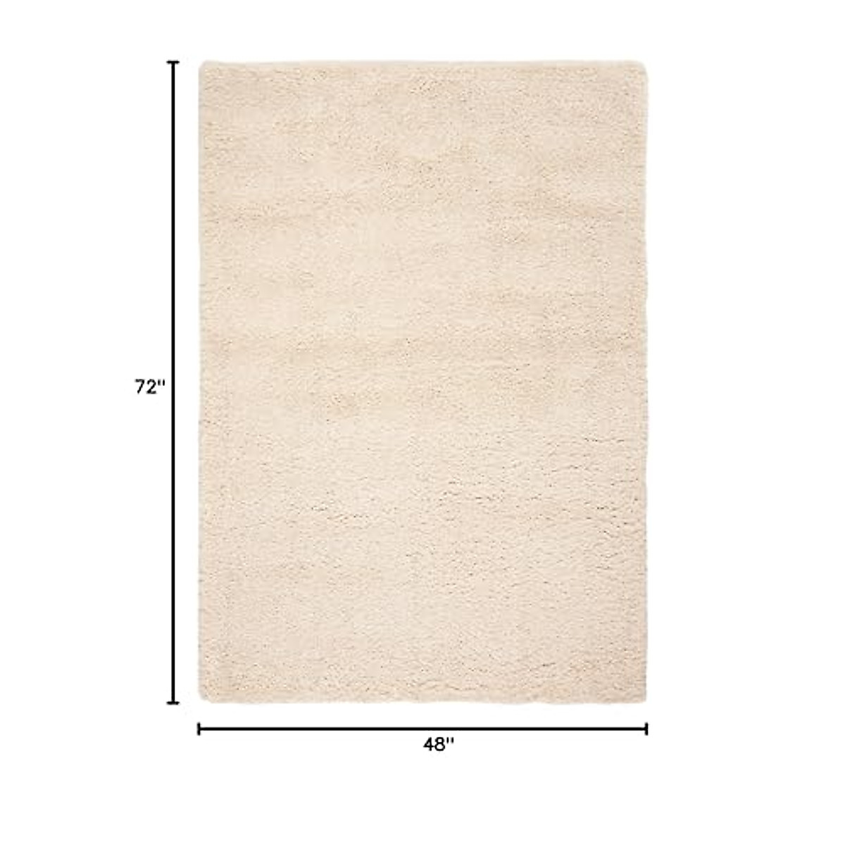 SAFAVIEH Fontana Shag Collection 4' x 6' Cream FNT800B Solid Non-Shedding Living Room Bedroom Dining Room Entryway Plush 2-inch Thick Area Rug