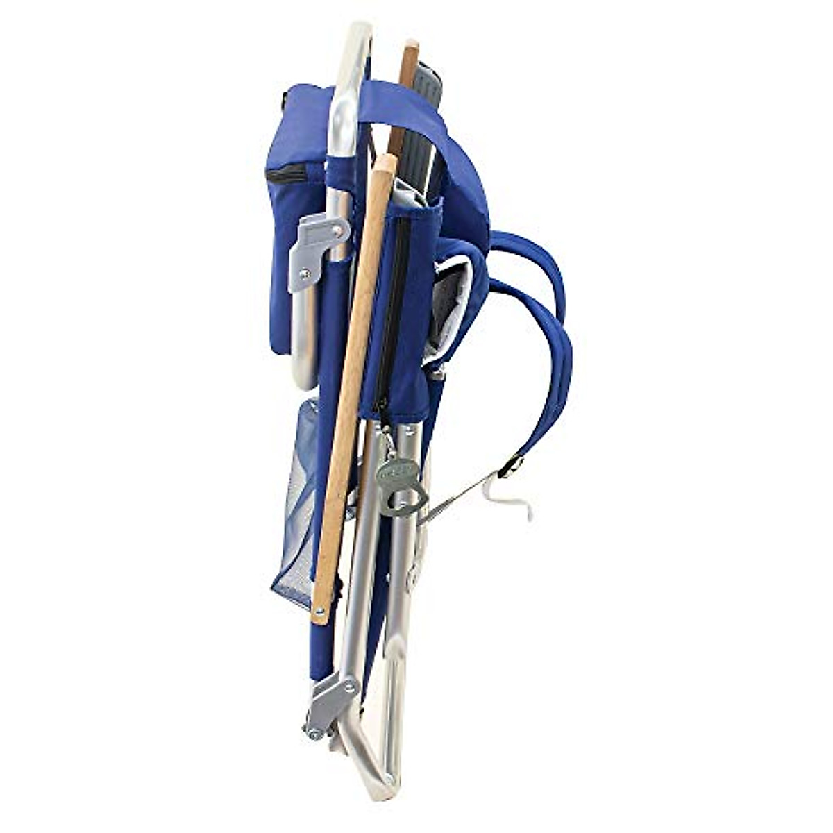 Tommy Bahama 5-Position Classic Lay Flat Folding Backpack Beach Chair, Polyester, Navy