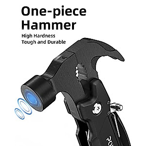 14-in-1 Multitool Hammer, Pohaku Multitool with DIY Stickers, Safety Lock, Screwdriver Bits Set and Durable Nylon Sheath, Multi Tool for Outdoor, Camping, Ideal Gifts for Father, Husband, Boyfriend
