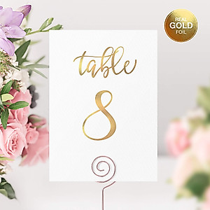 Merry Expressions Gold Wedding Table Numbers 1-30, Wedding Decorations for Reception - 4x6 inch Double Sided
