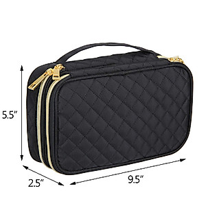 Teamoy Double Layer Jewelry Organizer, Quilted Jewelry Travel Case for Rings, Necklaces, Earrings, Bracelets and More, Black-Bag Only