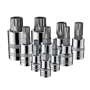 VORXEON 10 Pcs Triple Square Spline Bit Socket Set M4 - M18, S2 Alloy Steel and CR-V XZN Sockets with Storage Case, 1/4” 3/8” 1/2” Drive