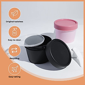 LONGWAY 3.4oz/100ml Empty Leakproof Cosmetic Pot Jars，Wide-Mouth Plastic Mask Container with Dome Lids for Beauty Products, DIY Slime Making or Travel Storage MakeUp（Black）