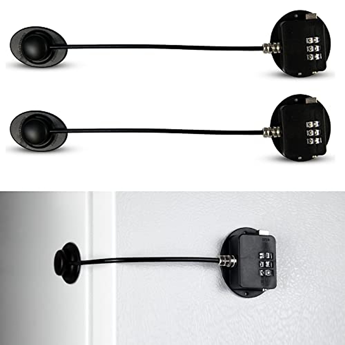 Urban August Adhesive Combination Lock – Childproofing & Baby Safety, Heat Resistance, Easy to Install with Heavy Duty 3M Adhesive Tape, Best for Cabinets, Drawers, Doors & refrigerators (Two)