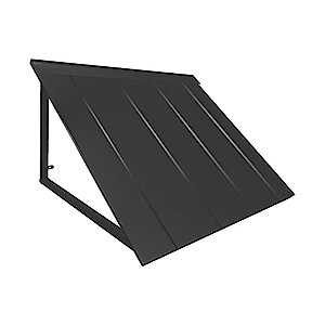 Awntech 3 ft. Houstonian Standing Seam Metal Door/Window Awning Fixed Outdoor Canopy 44 Inch W x 24 Inch Proj, Black