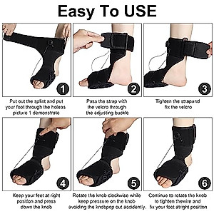 Plantar Fasciitis Relief Night Splint - Upgrade Achilles Tendonitis Brace with Rotating Knob Iron Wire Elastic Dorsal Night Splint, for Women & Men Plantar Fasciitis Relief Foot Drop Heel Arch Pain