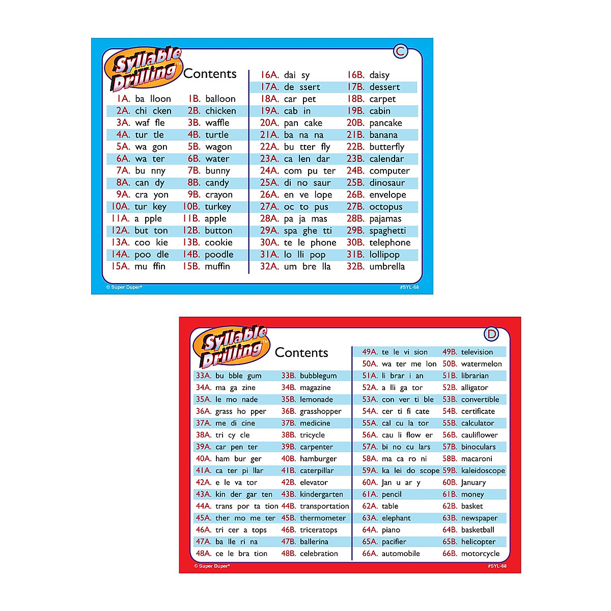 Super Duper Publications | Syllable Drilling Fun Deck Flash Cards for Speech-Language Pathologists | Educational Learning Resource for Children