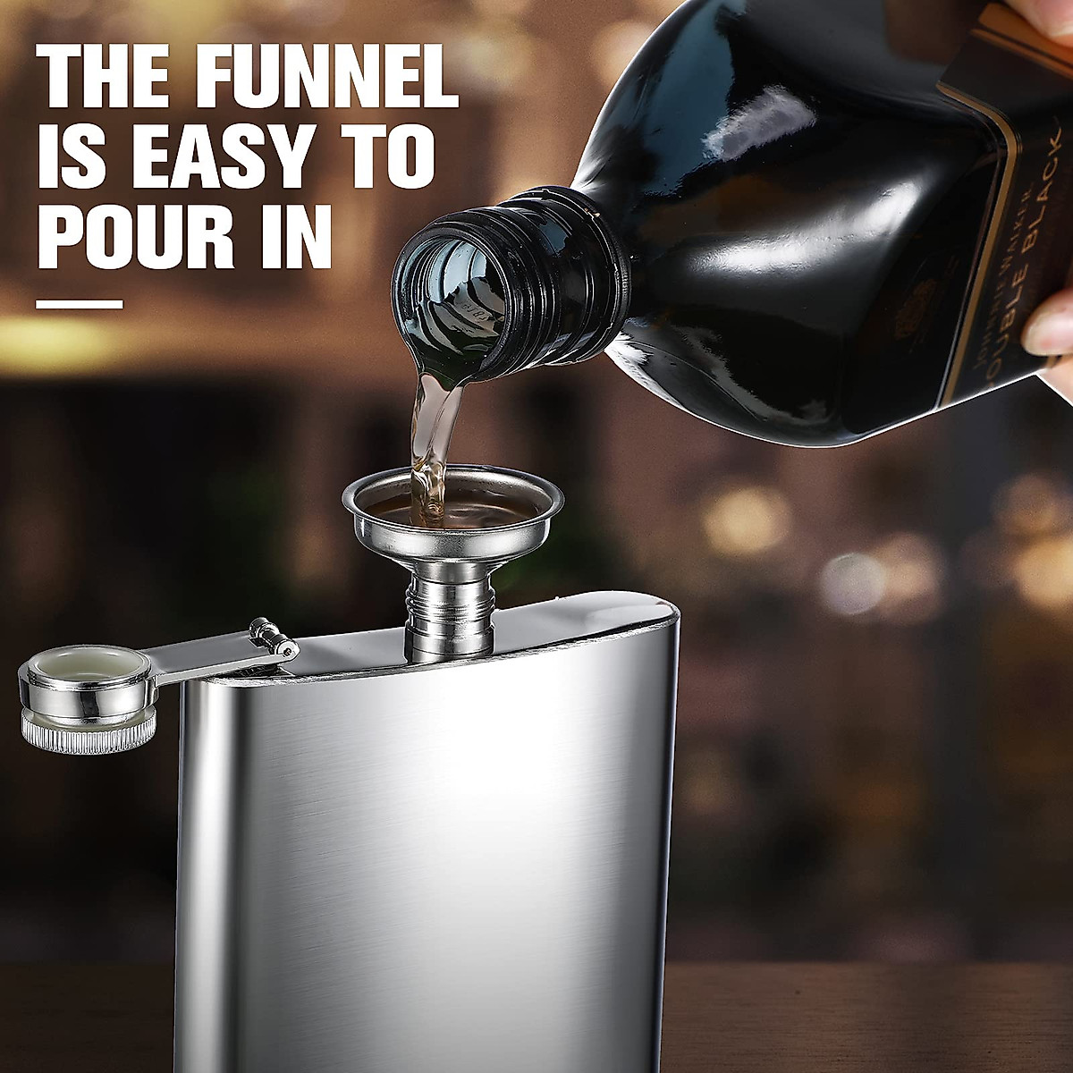 20 Pcs Hip Flask Stainless Steel Liquor Flask with 20 Pcs Funnels Silver Hip Flask for Men Leak Proof Drinking Flask Metal Liquor Hip Flask for Wedding Party Gift