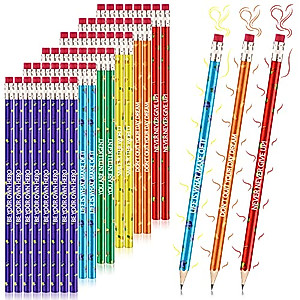 Gersoniel 48 Pieces Fruit Scent Inspirational Pencils Student Colorful Fruit Pencils Kids Motivational Graphite Pencil Cylinder Wood Pencil Colored Pencils with Eraser Gift for School Supply Vivid