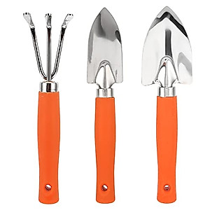 Uxsiya Gardening Tool Set, Garden Hand Tools Orange Narrow Shovel Practical Stainless Steel for Bonsai Pl