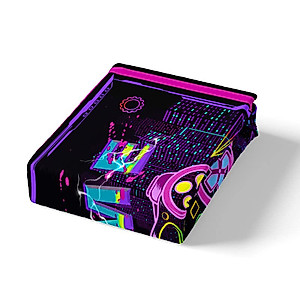 Gaming Bedding Set Gamer Neon Purple Pink Comforter Cover for Kids Boys Girls Hippie Graffiti Game Room Decor Duvet Cover Breathable Modern Gamepad Bedspread Cover Room Decor Bedclothes Full Size