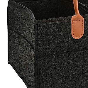 MorNon Baby Diaper Caddy Organizer Diaper Tote Portable Nursery Essentials Storage Basket Stain Resistant Large Baby Stuff Diaper Organizer Baby Gift for Newborn Boy and Girl, Dark Gray