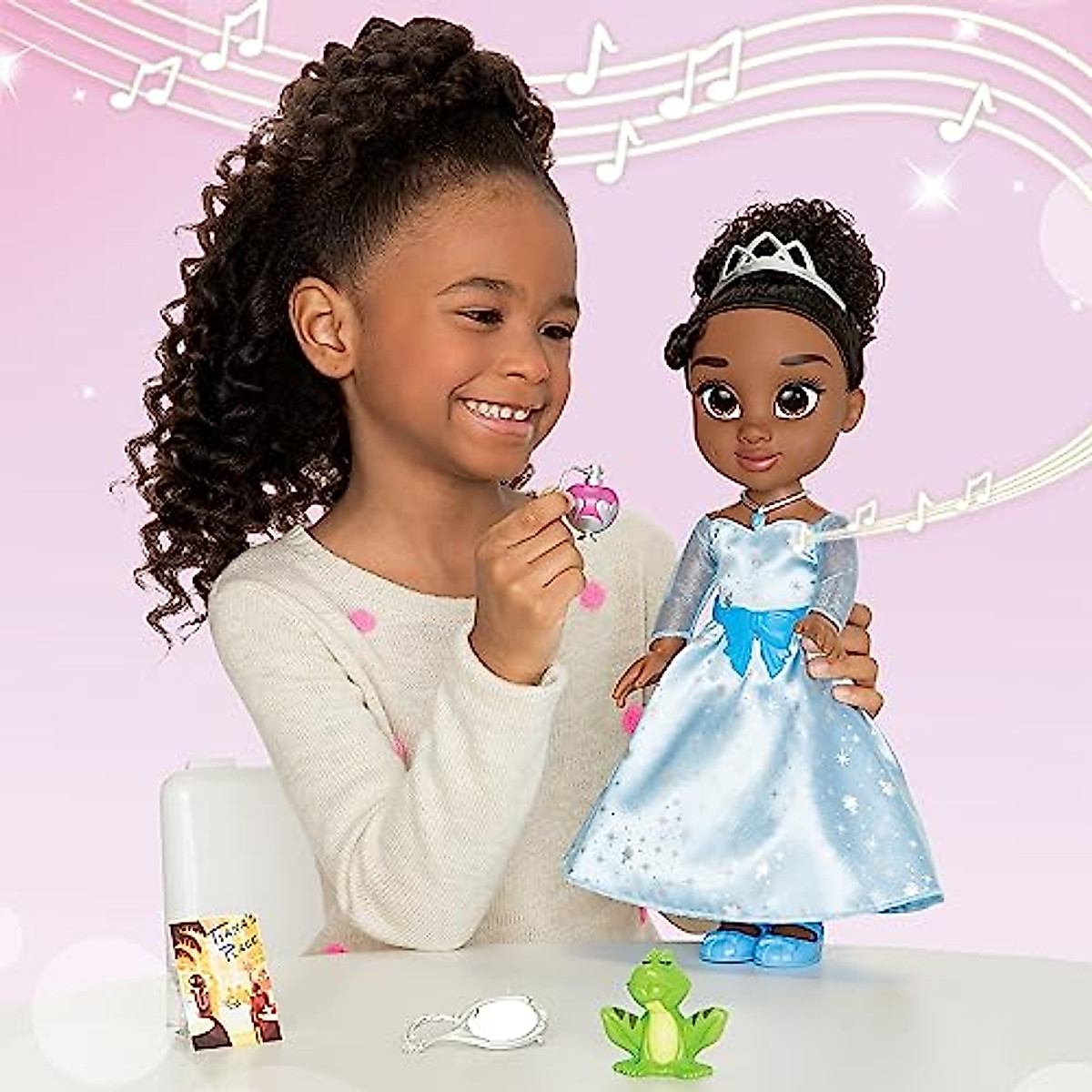 Disney Princess Tiana Doll My Singing Friend Tiana & Naveen Frog Plus Accessories - Tiana Sings Almost There and Talks for Girls Ages 3+