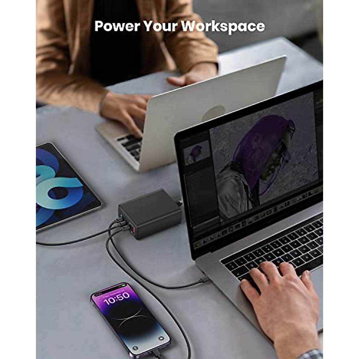 GEEKERA 100W USB C Charger - 4 Port Fast GaN III USB Charging Station 3 USB-C + USB-A, Multiport PD PPS Wall Charger Block for MacBook Pro/Air, ThinkPad, Dell XPS, Steam Deck, iPad Pro, iPhone, Galaxy