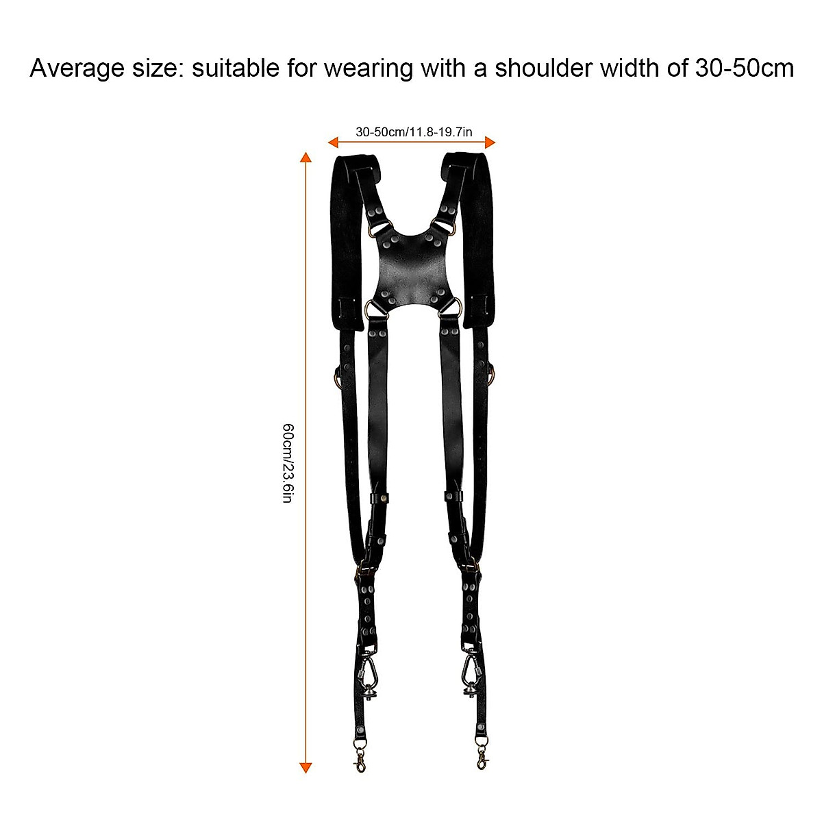 Kasla Camera Strap,Camera Straps for Photographers,Leather Dual Camera Strap for Two Two DSLR/SLR Cameras (Black)