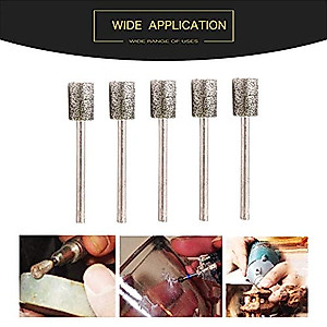 10 PCS Diamond Grinding Bits, 10mm Cylinder Head,1/8” Shank, Diamond Coated Mounted Points Grinder Bits