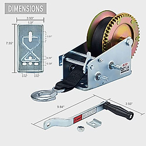 OPENROAD Boat Winch 3200lbs Hand Winch, with 32ft Black Strap and 2 Speed switchable, for Boat Trailer Towing Winch