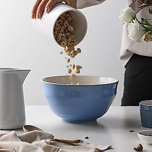 DOWAN Mixing bowls, 4.25/2/0.5 Qt Ceramic Mixing Bowls for Kitchen, Large Salad Serving Bowls, Nesting Mixing Bowls Set, Microwave Safe, Blue