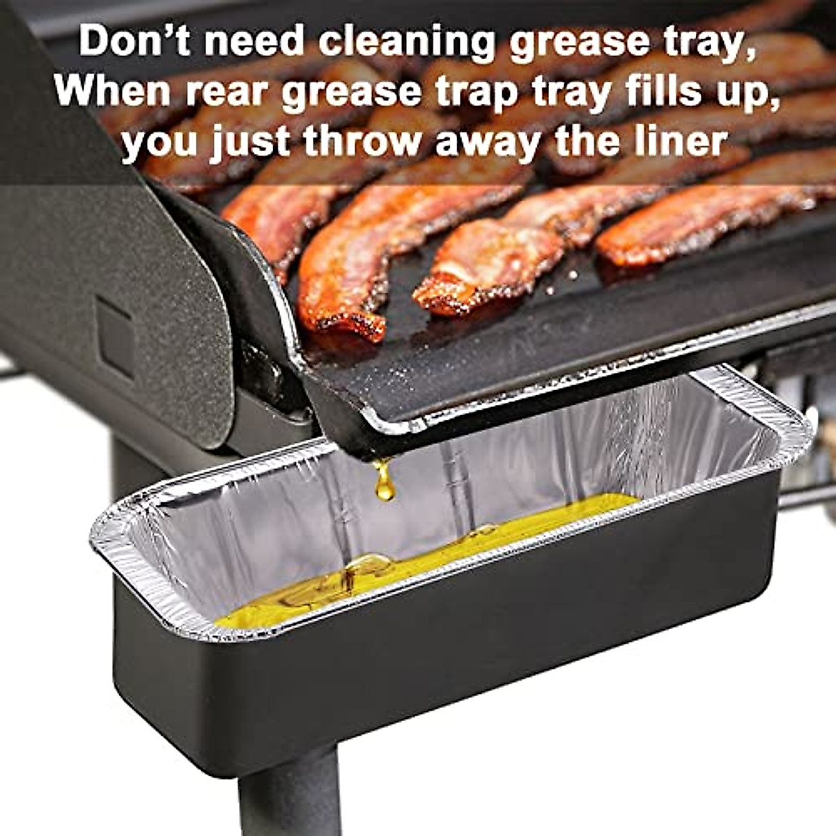 IMAGE 36 Packs Foil Pans, Compatible with Blackstone 17" 22" 28" 30" 36" Aluminum Foil Heavy Duty Disposable Aluminum Foil Pans, Rear Grease Cup Liners