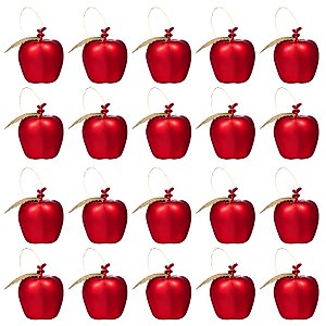24Pcs Christmas Apples Ornaments Shatterproof Baubles Apple Shaped Hanging Ornaments Mini Apples Ball for Xmas Holiday Festival Christmas Tree Decorations Red