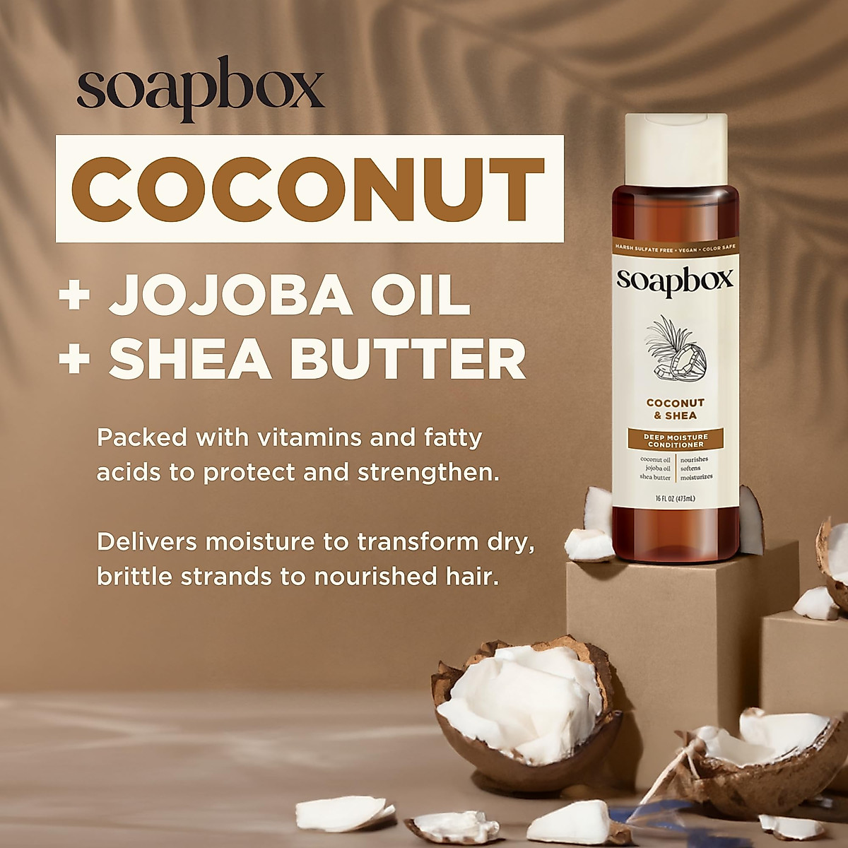 Soapbox Conditioner, Coconut Oil with Shea Butter, 3 Count