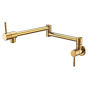 Wall Mounted Pot Filler Tap, Foldable Kitchen Faucet, Single Cold Sink Tap, Chrome Gold Brass Brushed Gold