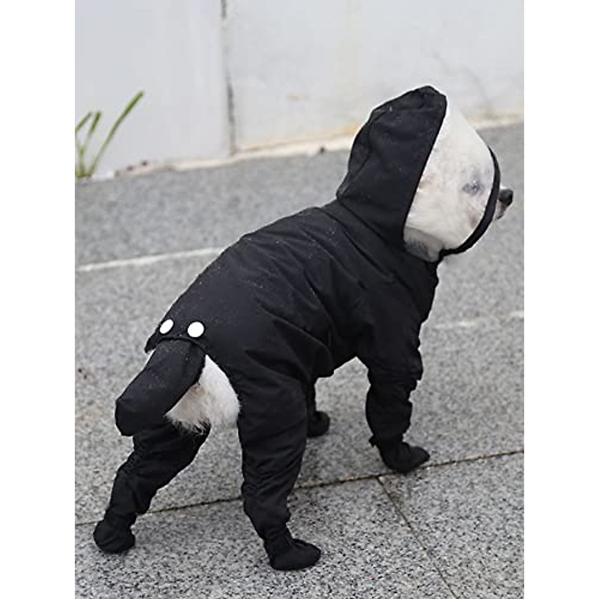 Milumia Pet Raincoat Transparent Hood Waterproof Rain Jacket Poncho for Small Medium Dogs Black Medium