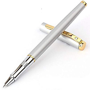Deli Stainless Steel Fountain Pen, Medium Nib, for School Office Supplies Stationery Elegant Writing (S681)