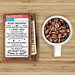 Kwtzkuo To My Daughter Gifts from Mom Dad,Daughter Birthday Card,Daughter Christmas Graduation Engraved Wallet Card Inserts Gift Ideas