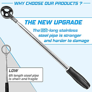 Golf Ball Retriever, Golf Ball Retriever Telescopic for Water with Automatic Locking Scoop, Ball Retriever Tool Golf with Grabber Tool, Golf Accessories Golf Gift for Men (Black and Orange, 15ft)