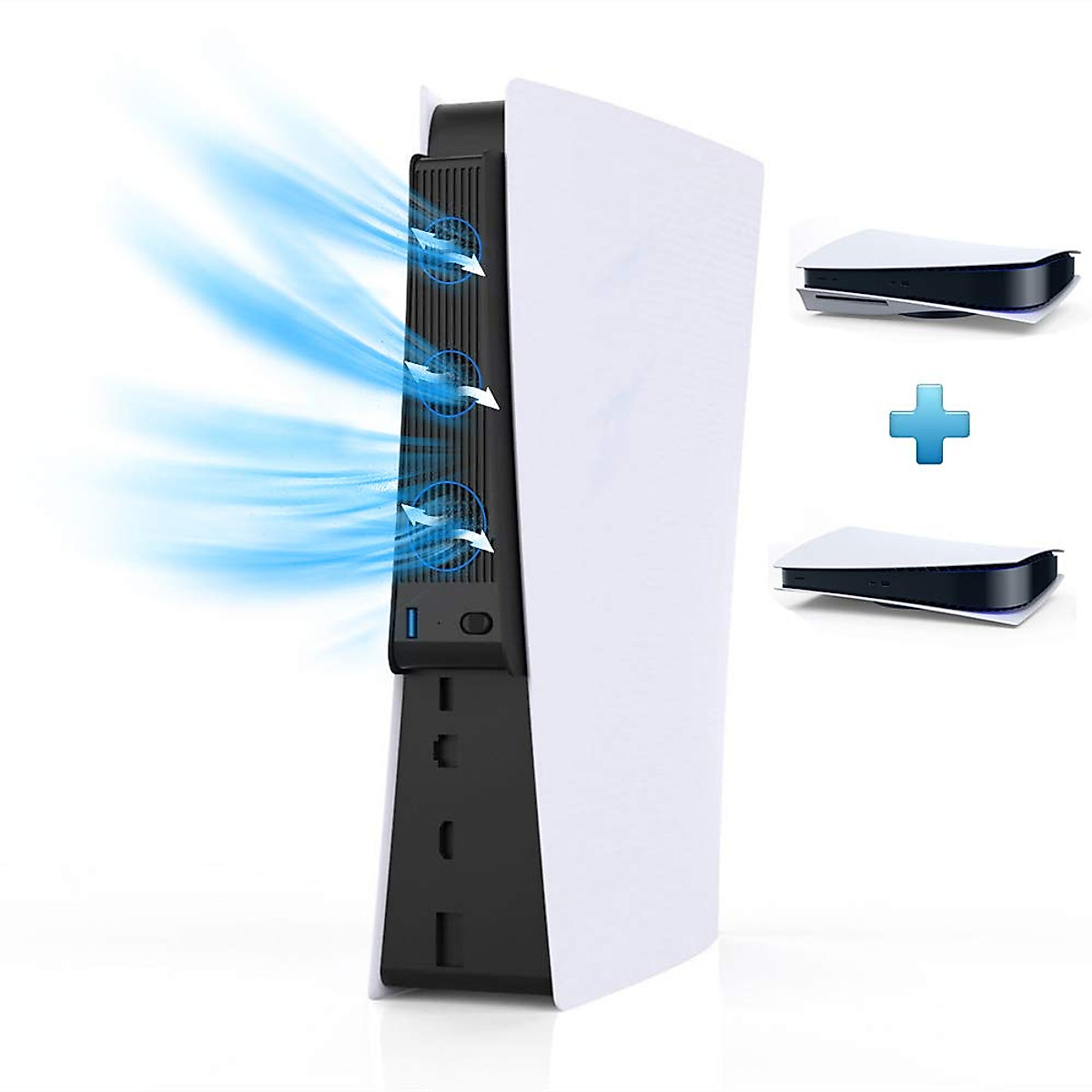 Cooling Fan for PS5, USB External Cooler 3 Fan Temperature Control Cooling Fans for Sony Playstation 5 Digital Edition/CD-ROM Edition Gaming Console