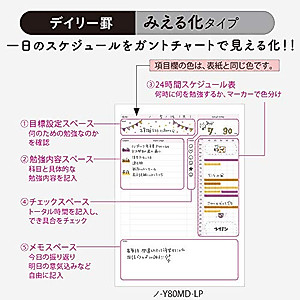 Kokuyo Campus Study Planner Notebook, Daily Ruled, A5, Light Pink, for 63 Days, Japan Import (NO-Y82MD-LP)