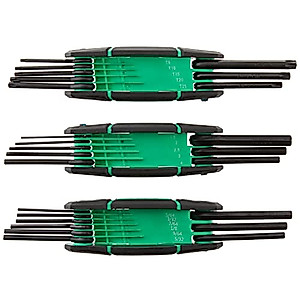 Amazon Brand - Denali 25-Key Folding Hex Key Set, SAE (5/64"-1/4"), Metric (1.5MM-8MM), and Star Allen Wrenches (T9-T40)