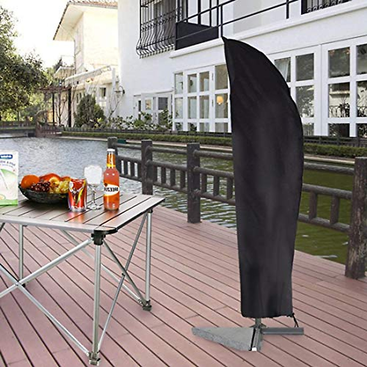 FLR Umbrella Cover with Zipper Outdoor Waterproof Dustpoof Lightweight Patio Umbrella Parasol Covers Offset Umbrella for 7-11ft Outdoor Garden Beach Umbrellas-Easy to Use