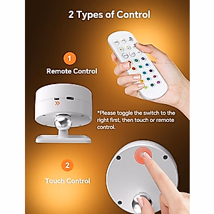 PURSNIC LED Wall Sconces, 16 RGB Colors Dimmable, Wireless Rechargeable Battery Operated, Wall Light with Remote, Magnetic 360°Ball, Auto Timer for Bedroom, Living Room, Hallway, White