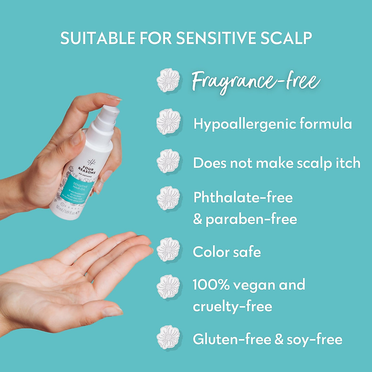 No nothing Hair Oil — Weightless Vegan Hair Serum for curly, frizzy, damaged or dry hair. Smoothing Anti frizz hair care control products. Paraben and sulfate free, fragrance-free