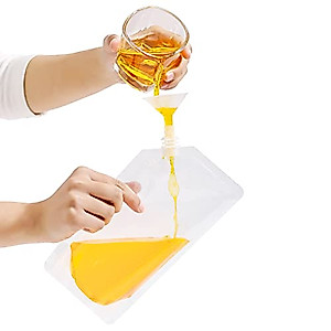 OHMAXHO Alcohol Pouches for Liquor,Reusable Drink Pouches for Adults Alcohol Drinking Flasks,Concealable Plastic Liquor Bags with Funnel,Plastic Travel Flasks (8OZ4 + 16OZ4)