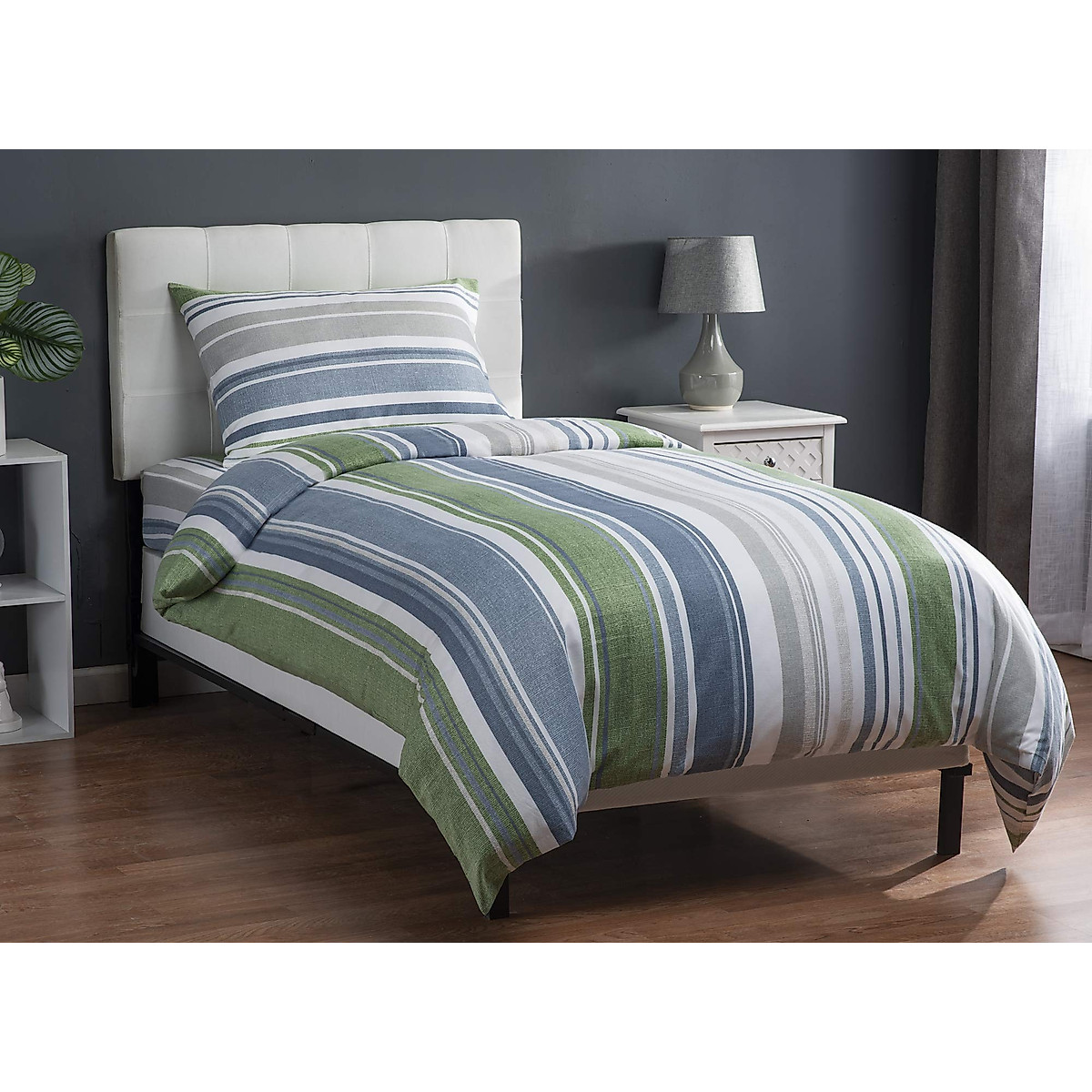 XLNT Twin Size Bedding | Duvet Cover | 3 Piece Set | Comforter Cover | Bed Sheet | Pillow Cover | Soft Cotton Blend | Machine Washable | Designed | Riptide Blue Green