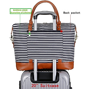 BAOSHA HB-28 Ladies Women Canvas Travel Weekender Bag Overnight Carry-on Duffel Tote Bag (Blue)