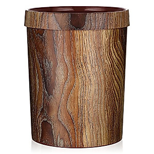 Homoyoyo Wooden Wastebasket Trash Can Vintage Retro Simulation Wood Garbage Bin Container Bin Farmhouse Style Trash Can for Home Office 29x22cm