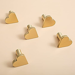 WAYUTO Set of 3 Wall Mounted Brass Coat Hooks with Mounting Hardware Heart Shaped Coat Hooks Single Coat Rack Hooks Clothing Wall Hooks for Home Office Hotel Wall Decoration