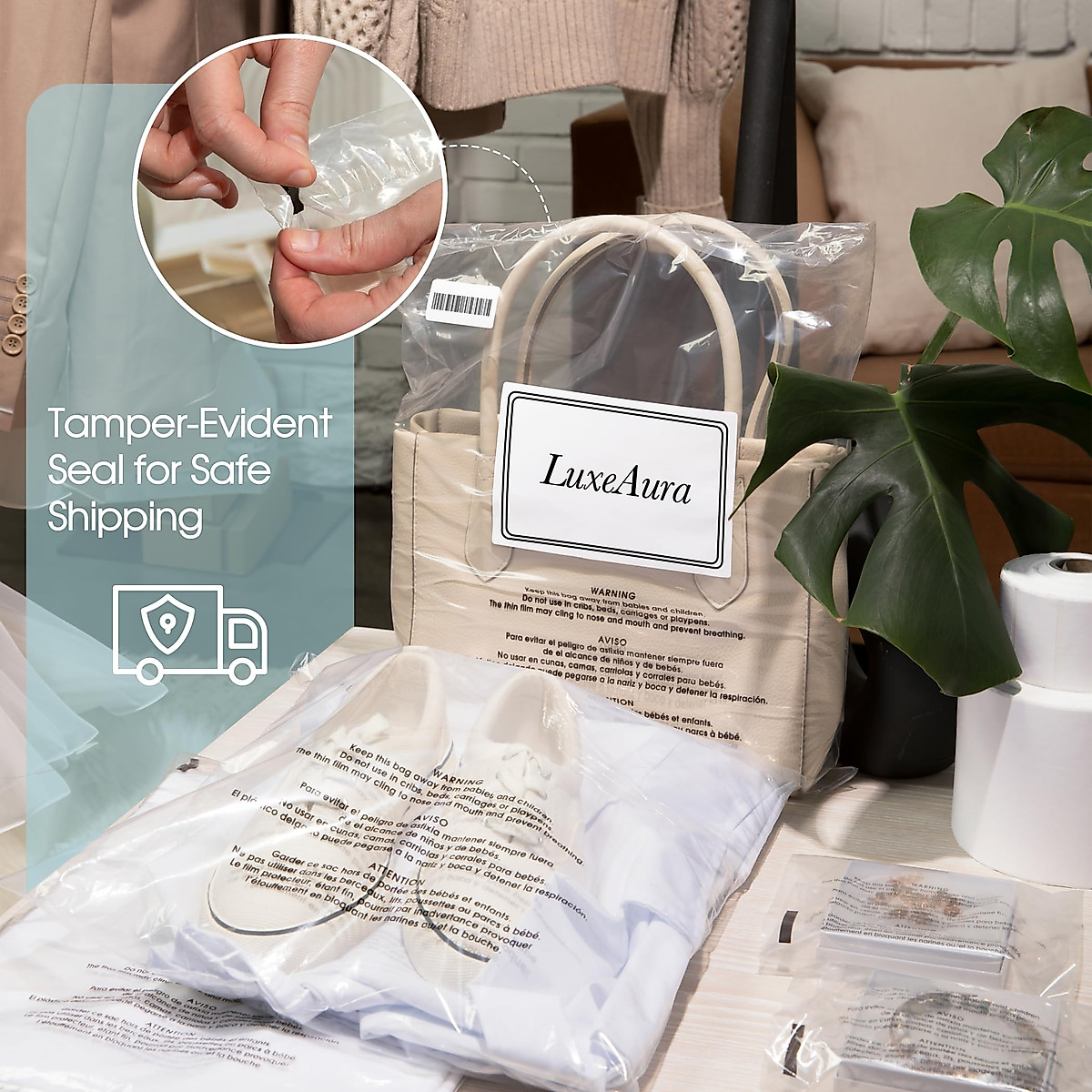 Spartan Industrial - 11” X 14” (200 Count) Self Seal Clear Poly Bags with Suffocation Warning for Packaging, T Shirts & FBA - Permanent Adhesive