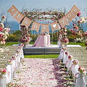 OZXCHIXU Jute Hessian Burlap thank you Banner Rustic Wedding Party Bunting