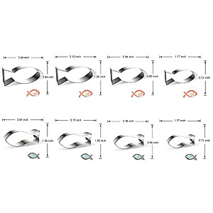Fish Goldfish Cookie Cutter Set - 8 Piece Christian Jesus Fish Cookie Cutters Shapes Multi Includes Mini Small Medium Large / 4 Inch 3 Inch 2 Inch Cutters Mold for Religious Baptism Communion Supplies