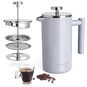 Mixpresso Stainless Steel French Press Coffee Maker 27 Oz 800L Double Wall Metal Insulation Coffee Press & Tea Brewer Easy Clean & Easy Press, Strong Quality Coffee Press (Light Blue)