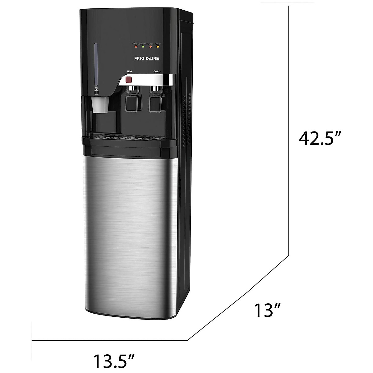 Frigidaire EFWC900 Water Cooler/Dispenser with Cup Storage -2 Temperature Settings - Bottom Loading - Premium Stainless Steel - Child Saftey