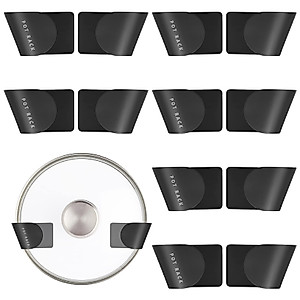 ywchoshe 6 Pairs Pot Lid Organizer, Adjustable Wall Mount Pot Lid Holder Organizer, Kitchen Cabinet Door Organizer Pot Lids Holder Hangers for Kitchen Wall Inside Cabinet Door, Black