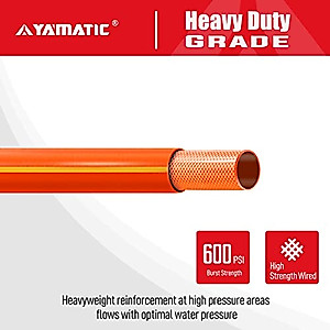 YAMATIC Heavy Duty Garden Hose 5/8 in x 30 ft, Ultra Flexible Water Hose, Drinking Water Safe, All-weather, Lightweight, Burst 600 PSI