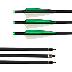 IRQ Carbon Crossbow Bolts 20 Inch Hunting Archery Arrows for Outdoor Practice, Removable Tips (Pack of 12) (20 in Green and White)