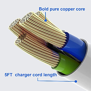 Power Cord for VTech VM901 VM919HD VM919-2HD VM819 VM819-2 PU Baby Monitor Handheld Screen Parent Unit (Not for Baby Unit Cam) Replacement 5V White Charger UL Aadpter with 5ft Cable - LEFXMOPHY